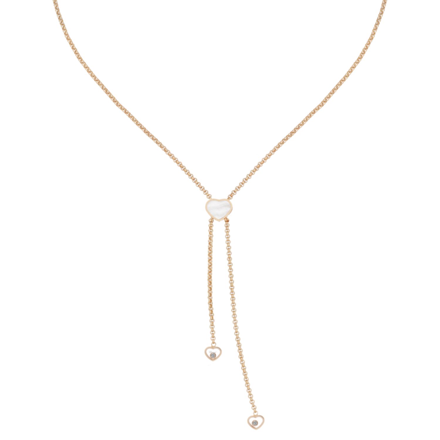 Chopard Happy Hearts Tie Necklace in rose gold, mother-of-pearl and ...